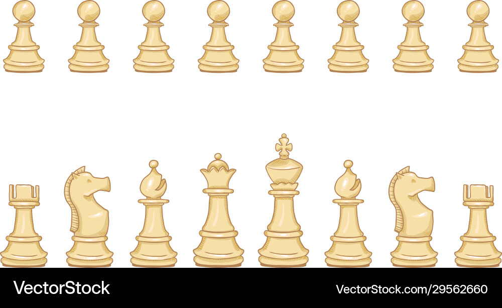 Set cartoon white chess pieces Royalty Free Vector Image