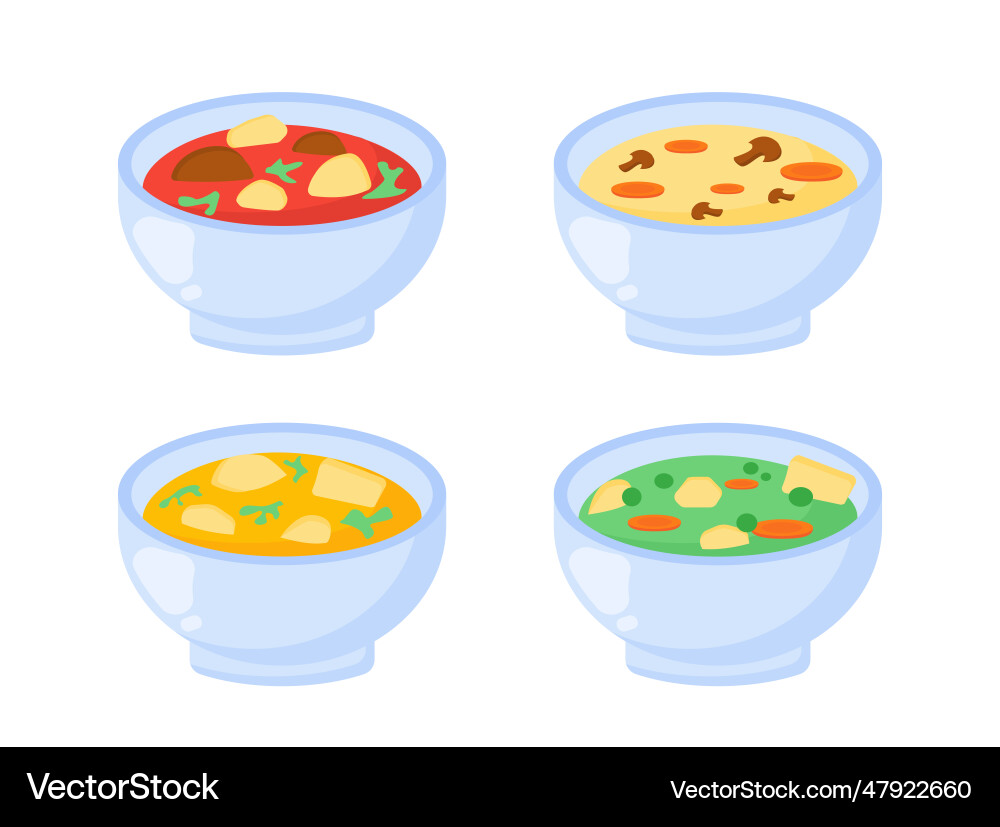 Set of different soups concept Royalty Free Vector Image