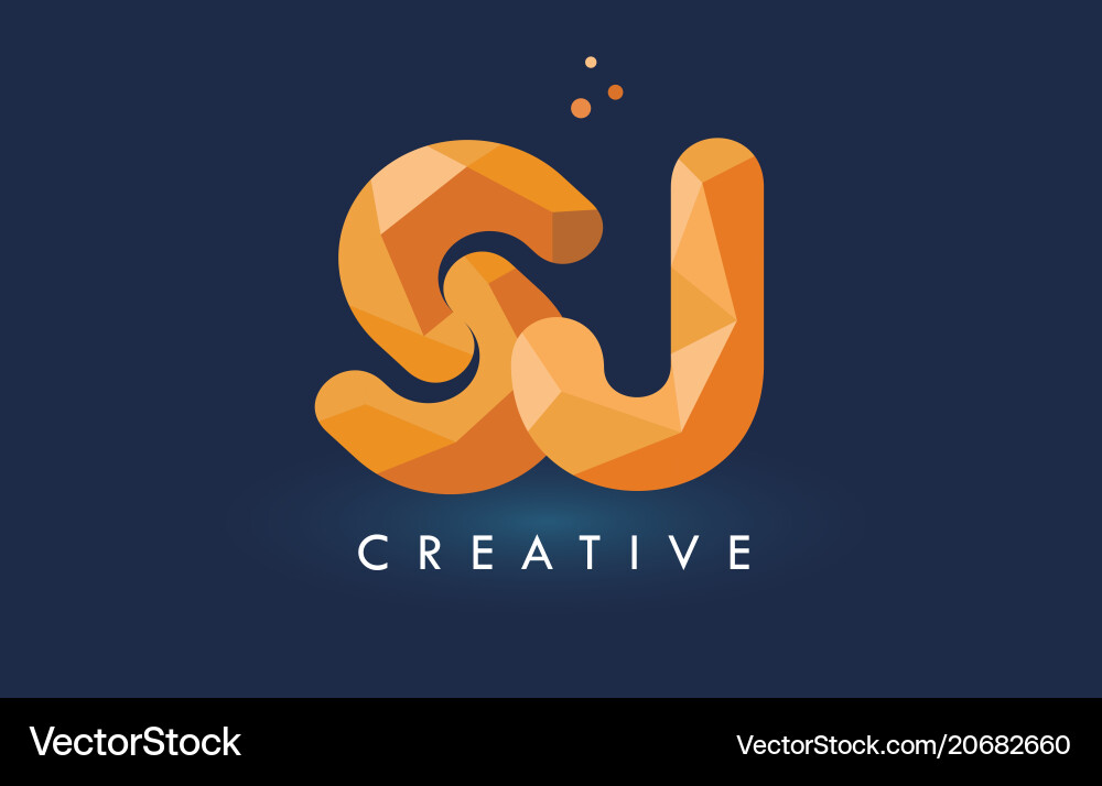 Sj letter with origami triangles logo creative Vector Image