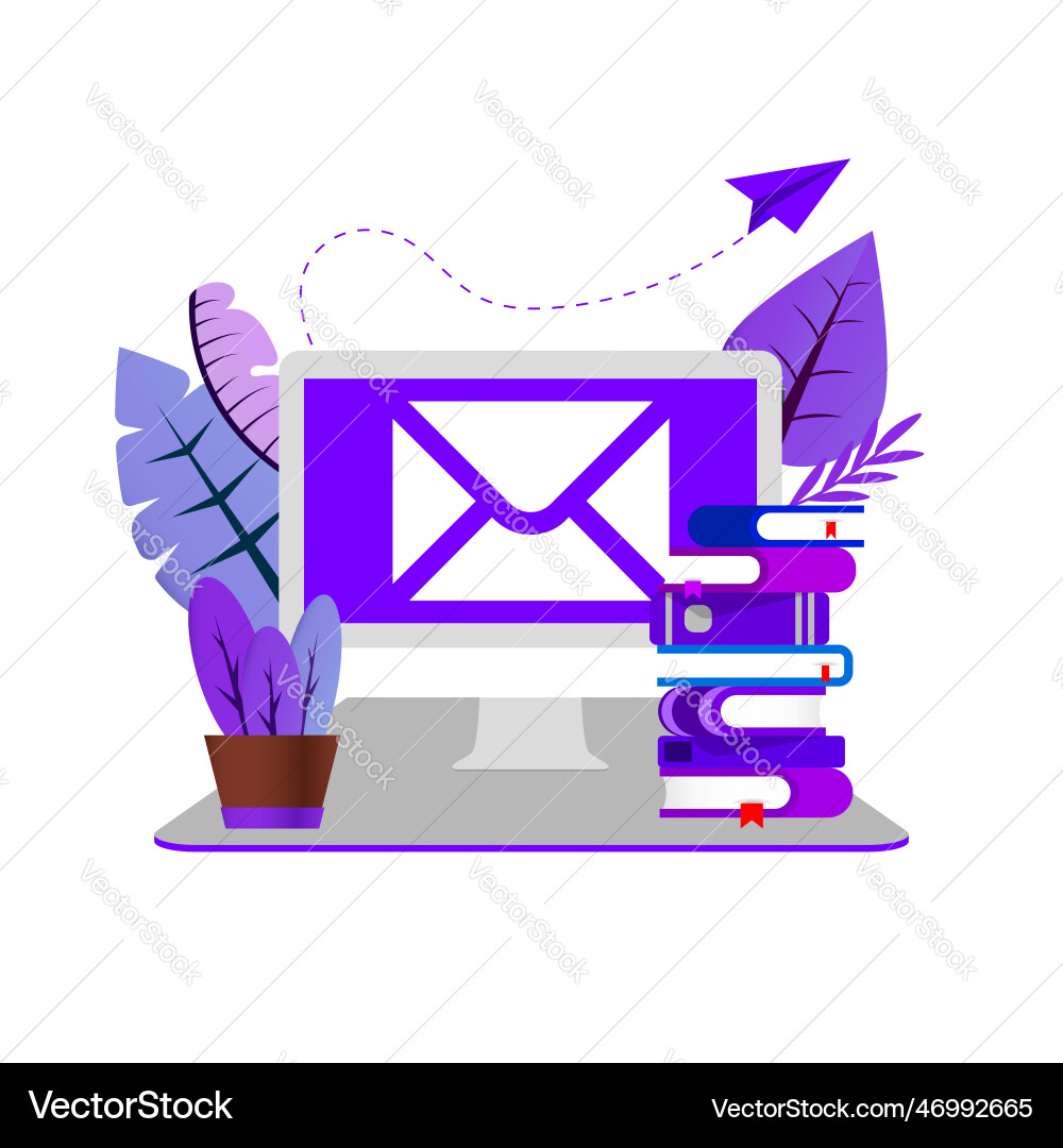 A computer with email on the display newsletter Vector Image