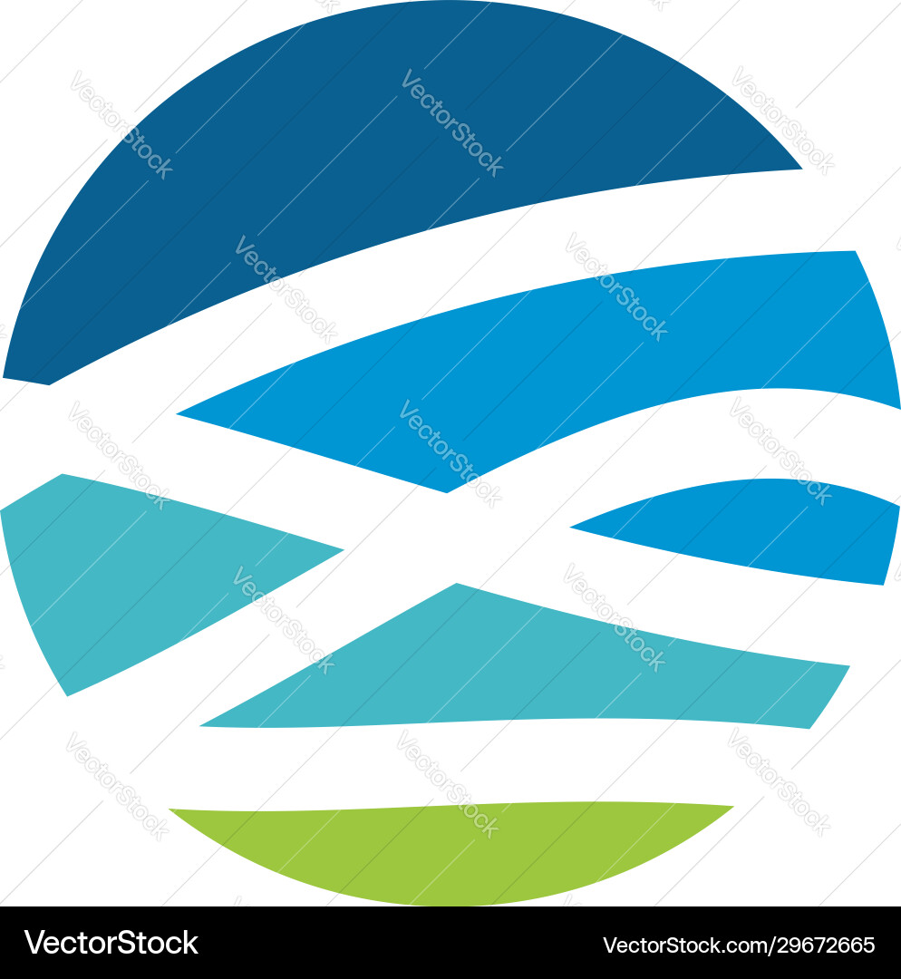 Blue sea line in circle shape logo template Vector Image
