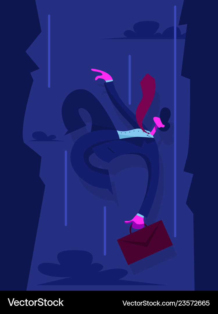 Businessman falls into the abyss Royalty Free Vector Image