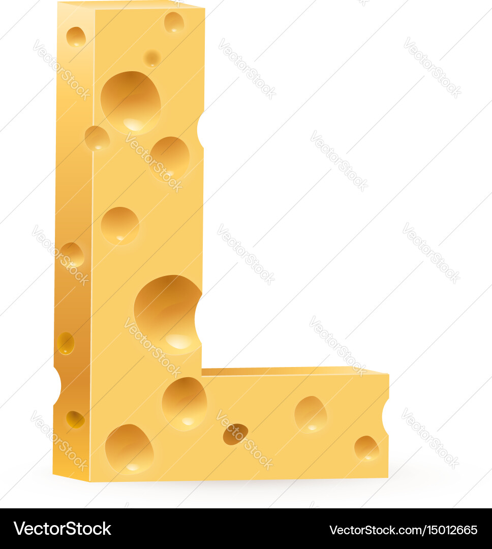 Cheese font l letter on white Royalty Free Vector Image