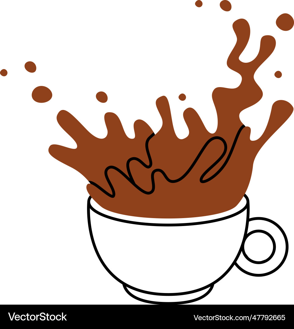 Coffee aromatic drink poured in cup with splash Vector Image