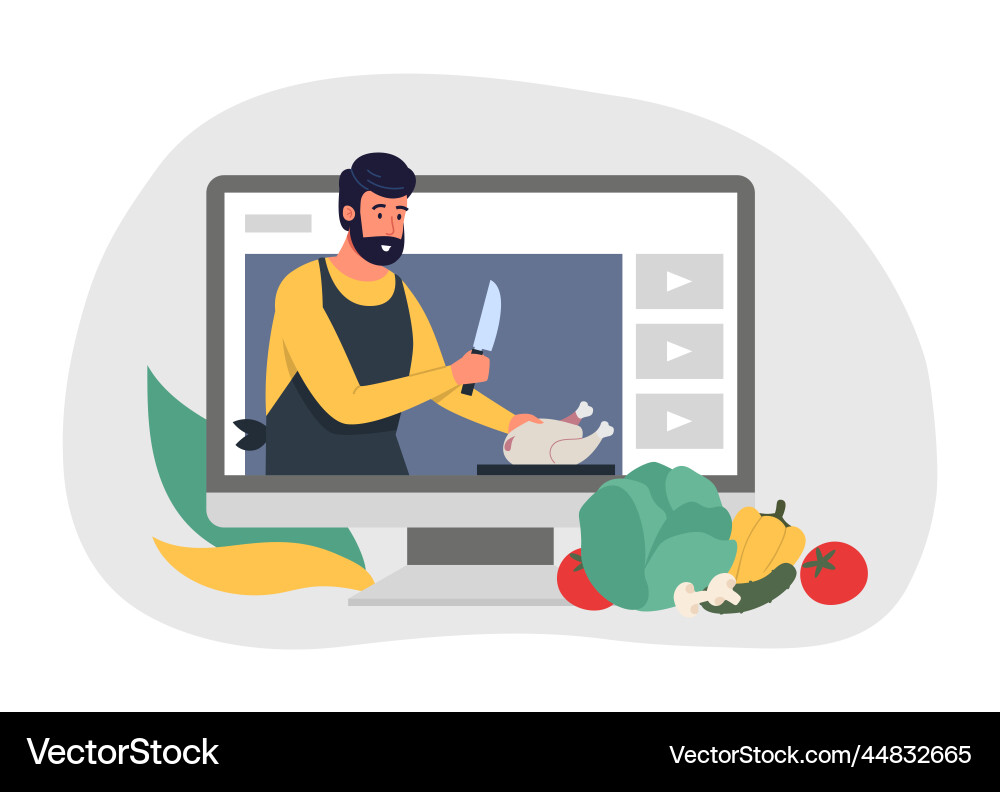 Cooking video channel instruction how prepare Vector Image