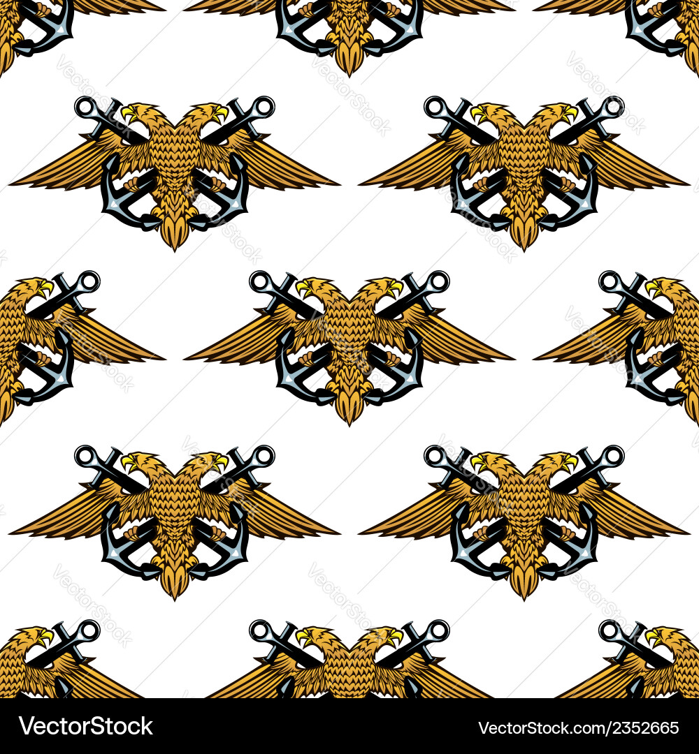 Double headed Imperial eagle and crossed anchors Vector Image