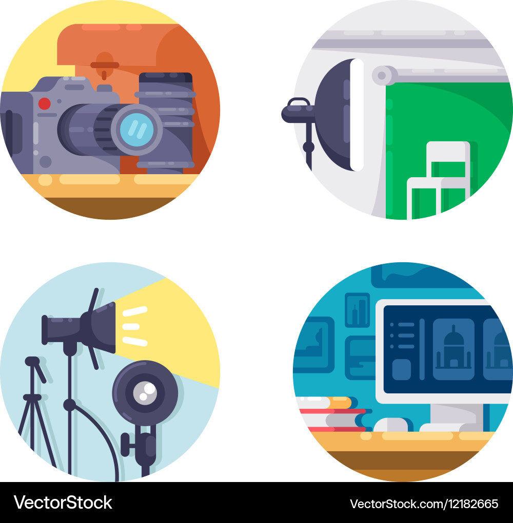 Photography industry icon collection Royalty Free Vector