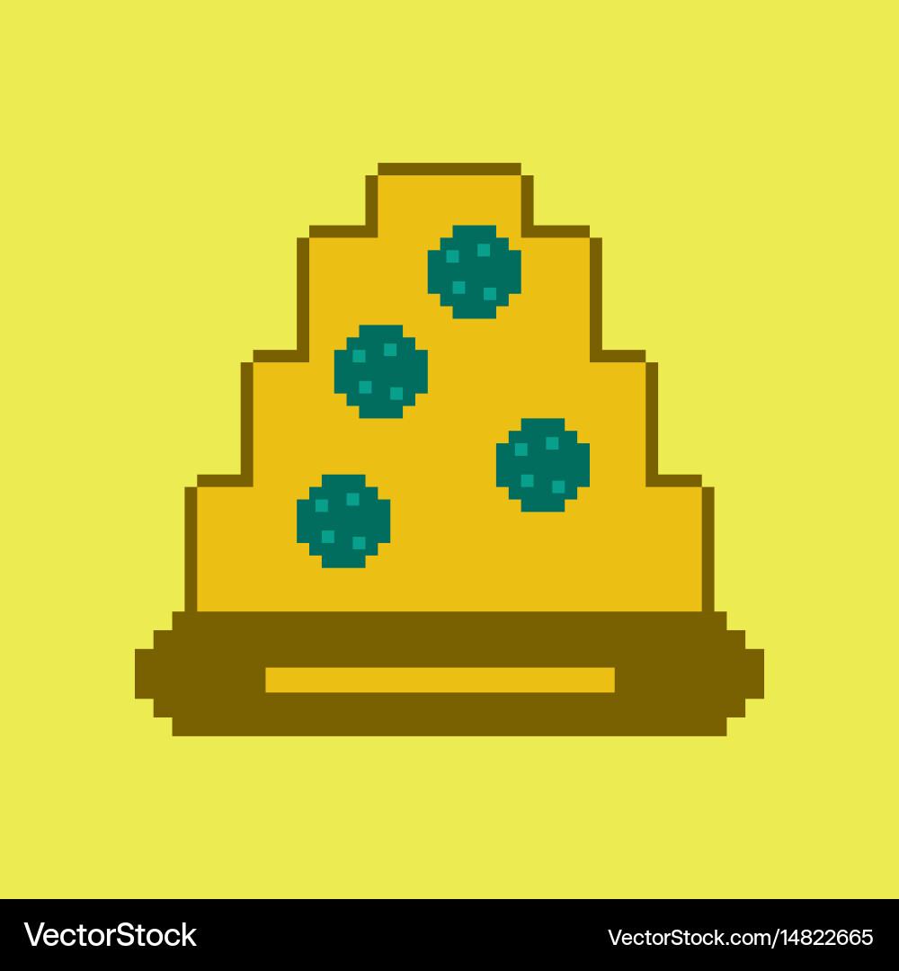 Pixel icon in flat style pizza with salami Vector Image