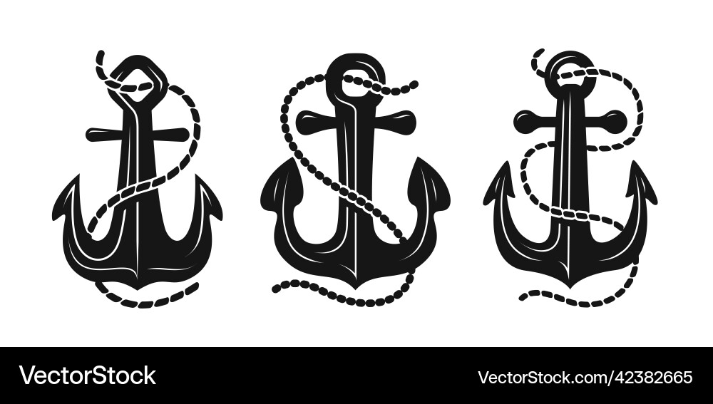 Ship anchor with rope logo and emblem Royalty Free Vector