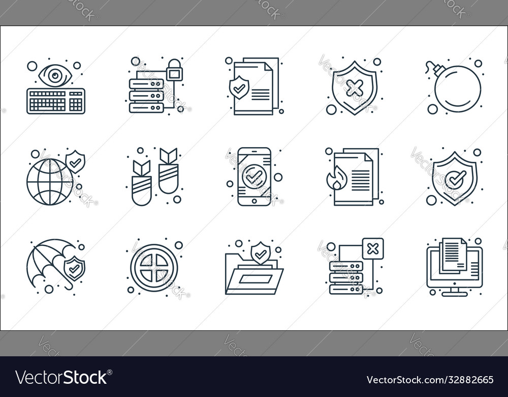 Web security line icons linear set quality line Vector Image