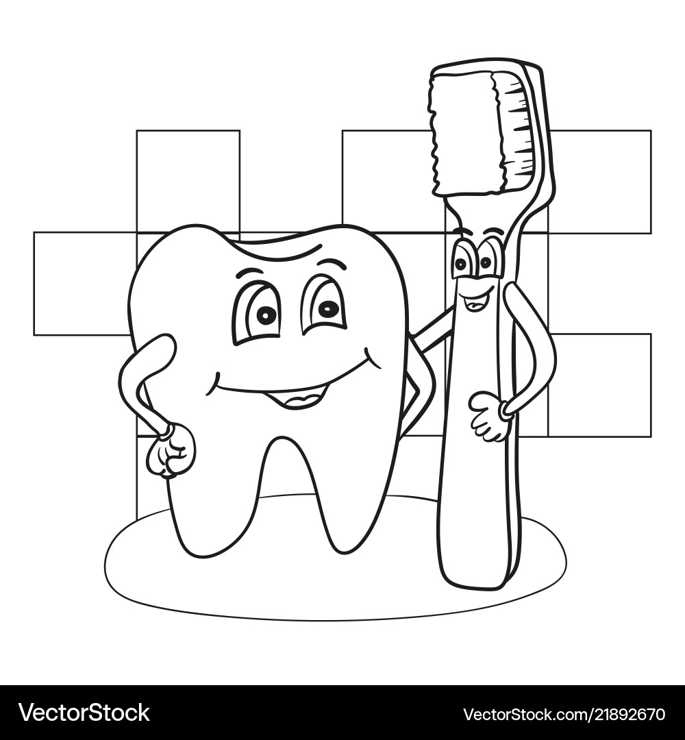 Cartoon happy tooth character Royalty Free Vector Image