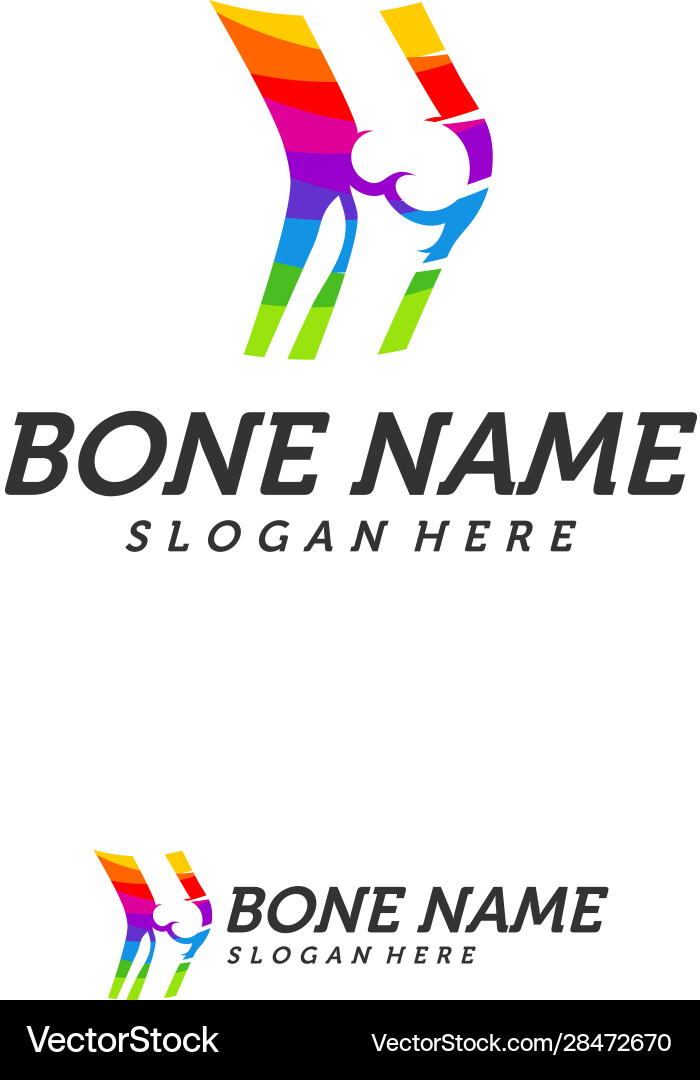 Colorful bone logo design knee designs Royalty Free Vector