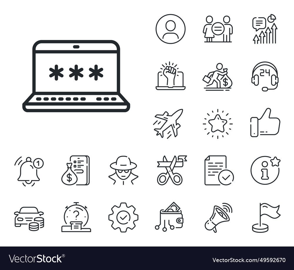 Laptop password line icon cyber defence sign Vector Image Laptop password line icon cyber defence sign Vector Image