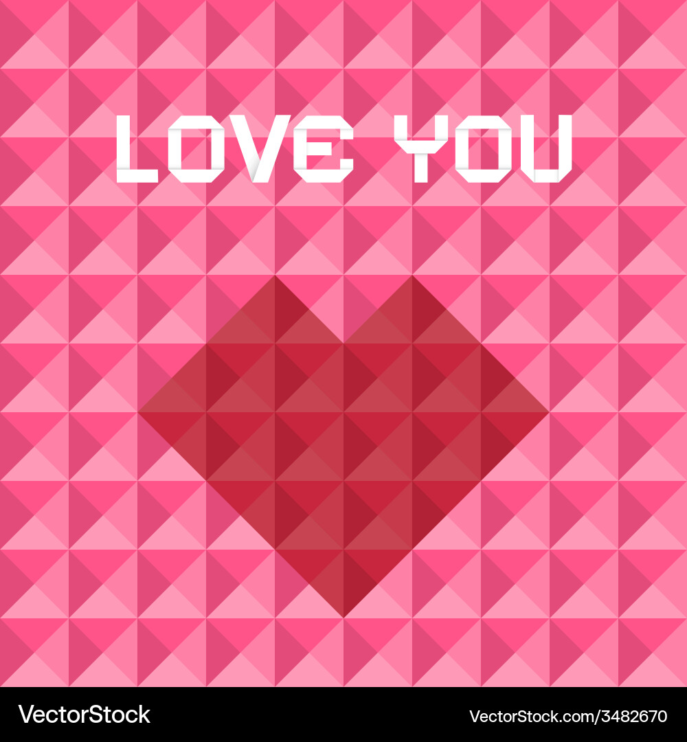 Love you pink and red triangle background Vector Image