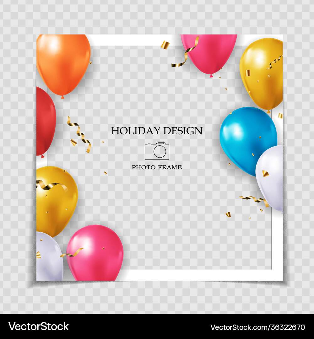 Party holiday photo frame template for post Vector Image