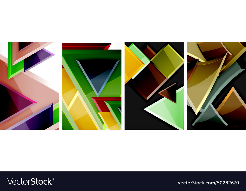 Triangle composition poster background set Vector Image