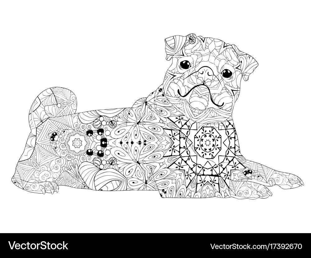 Zentangle stylized dog hand drawn lace Royalty Free Vector