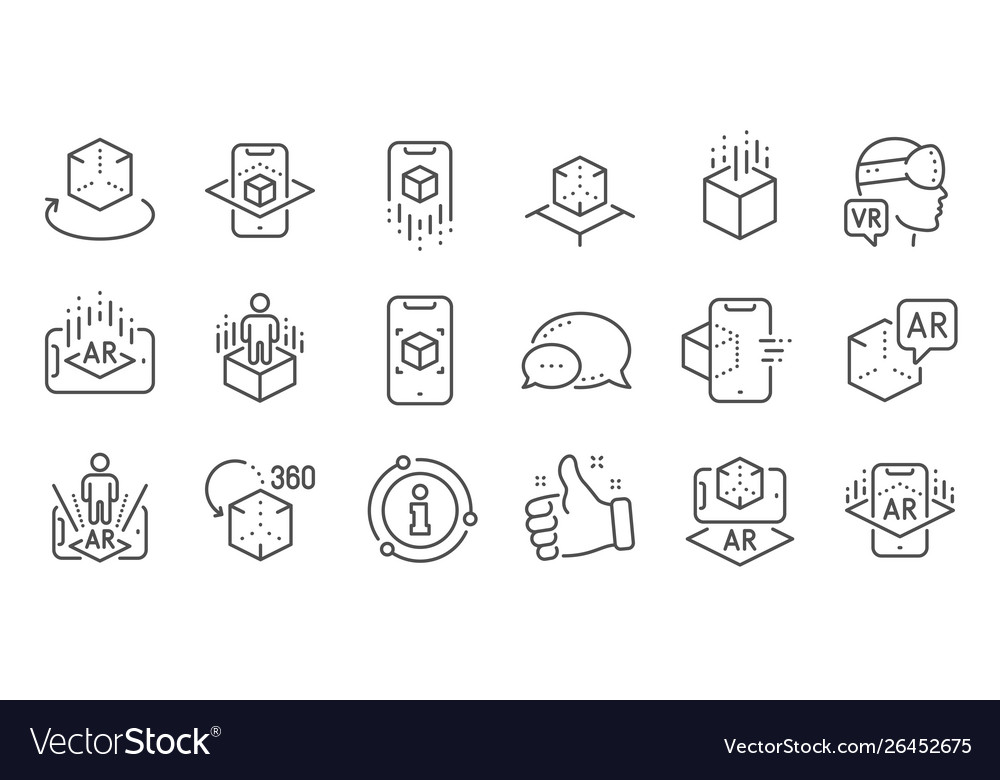 Augmented reality line icons vr simulation Vector Image