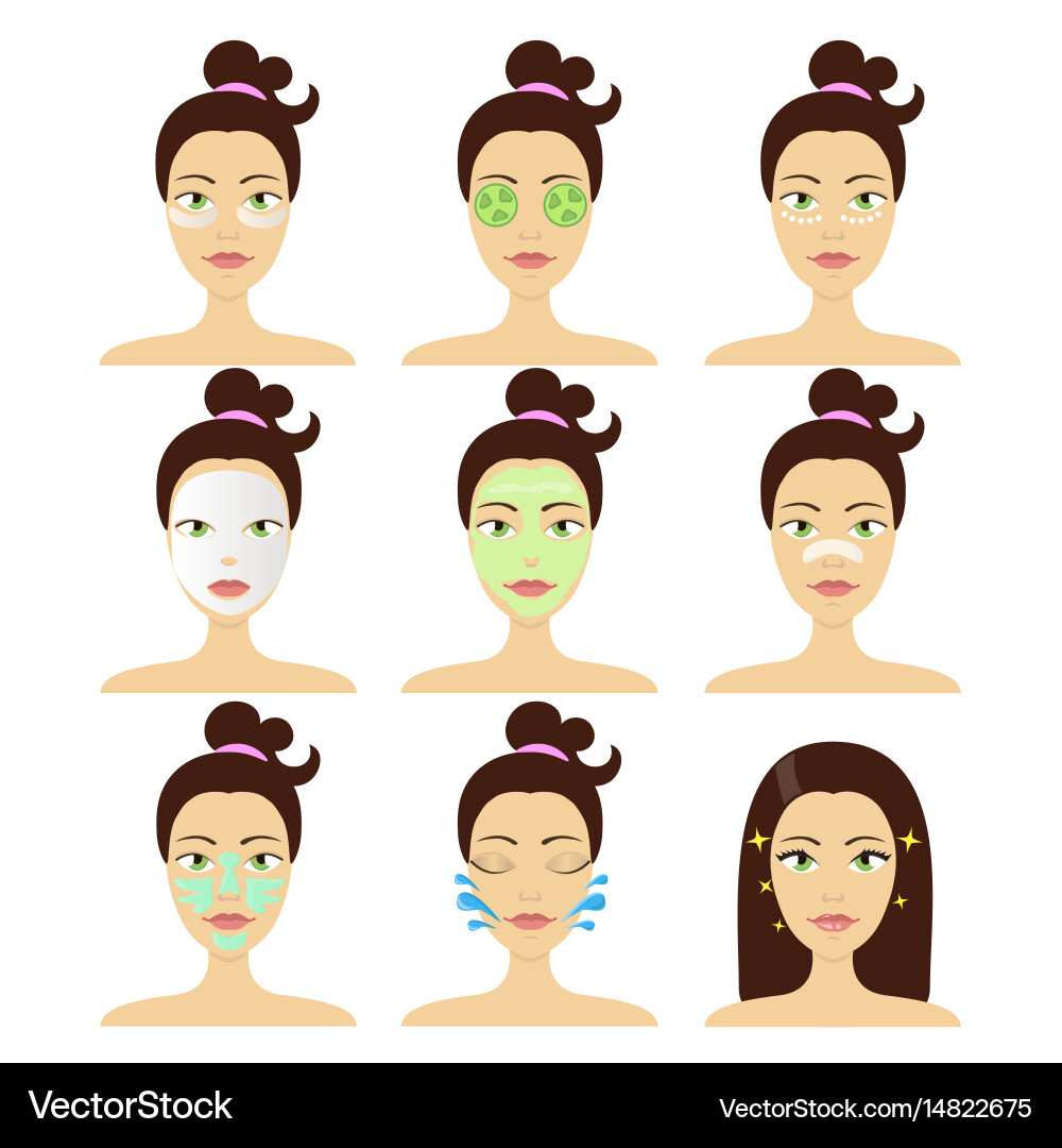 Different types facial cosmetic masks Royalty Free Vector