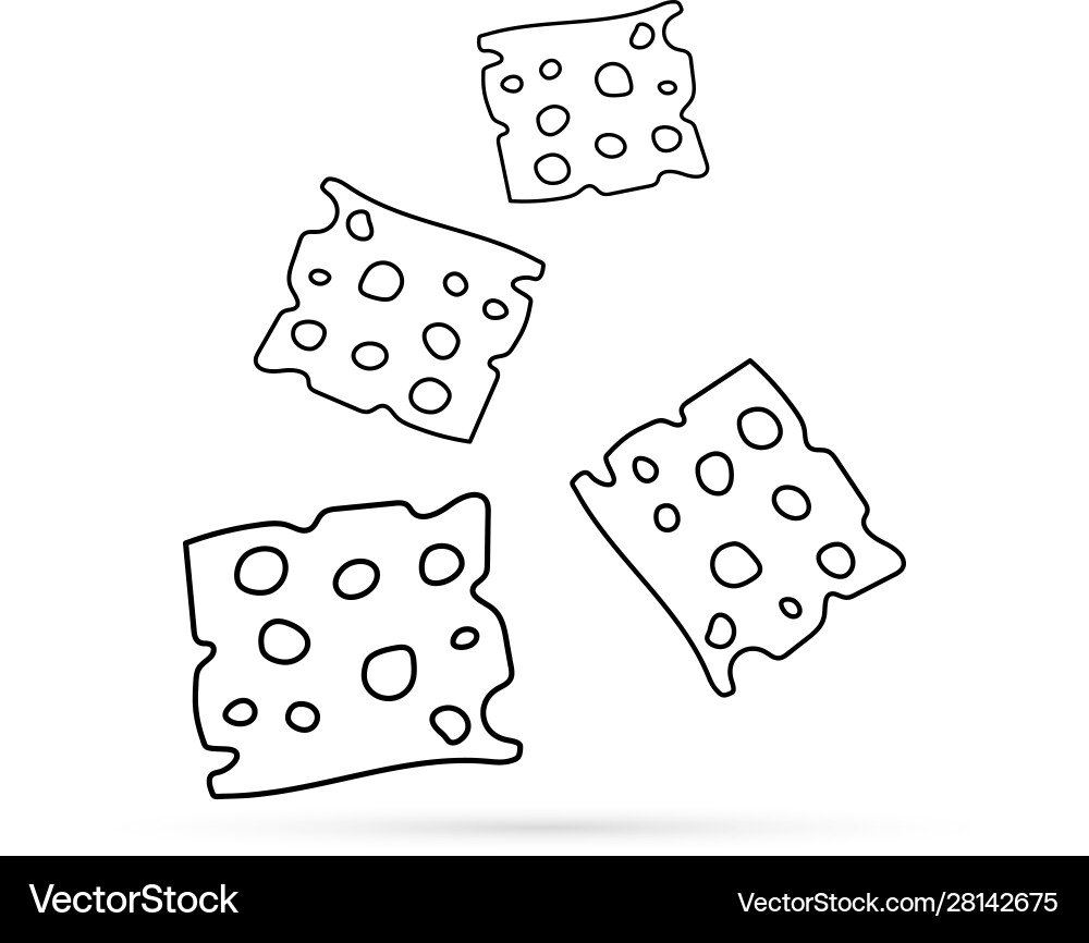 Doodle cheese icon natural food Royalty Free Vector Image