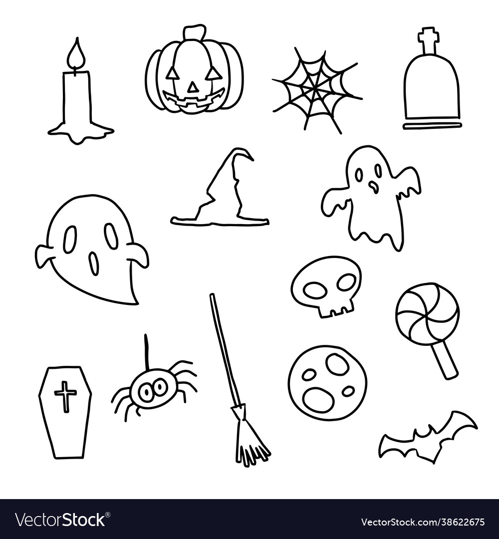 Halloween doodle hand drawing Royalty Free Vector Image