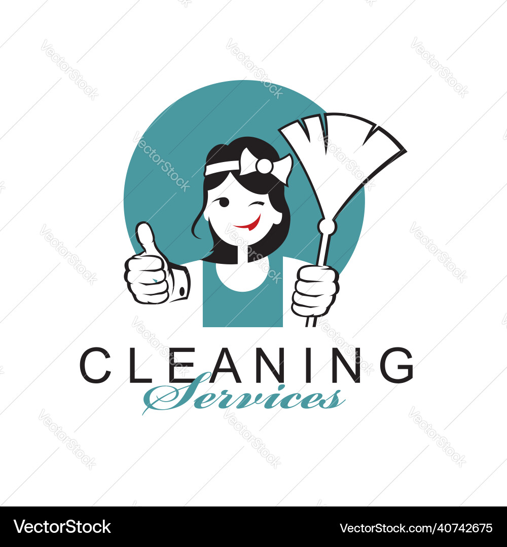 House maid lady emblem Royalty Free Vector Image