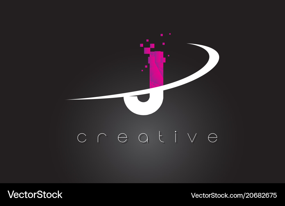 J creative letters design with white pink colors Vector Image