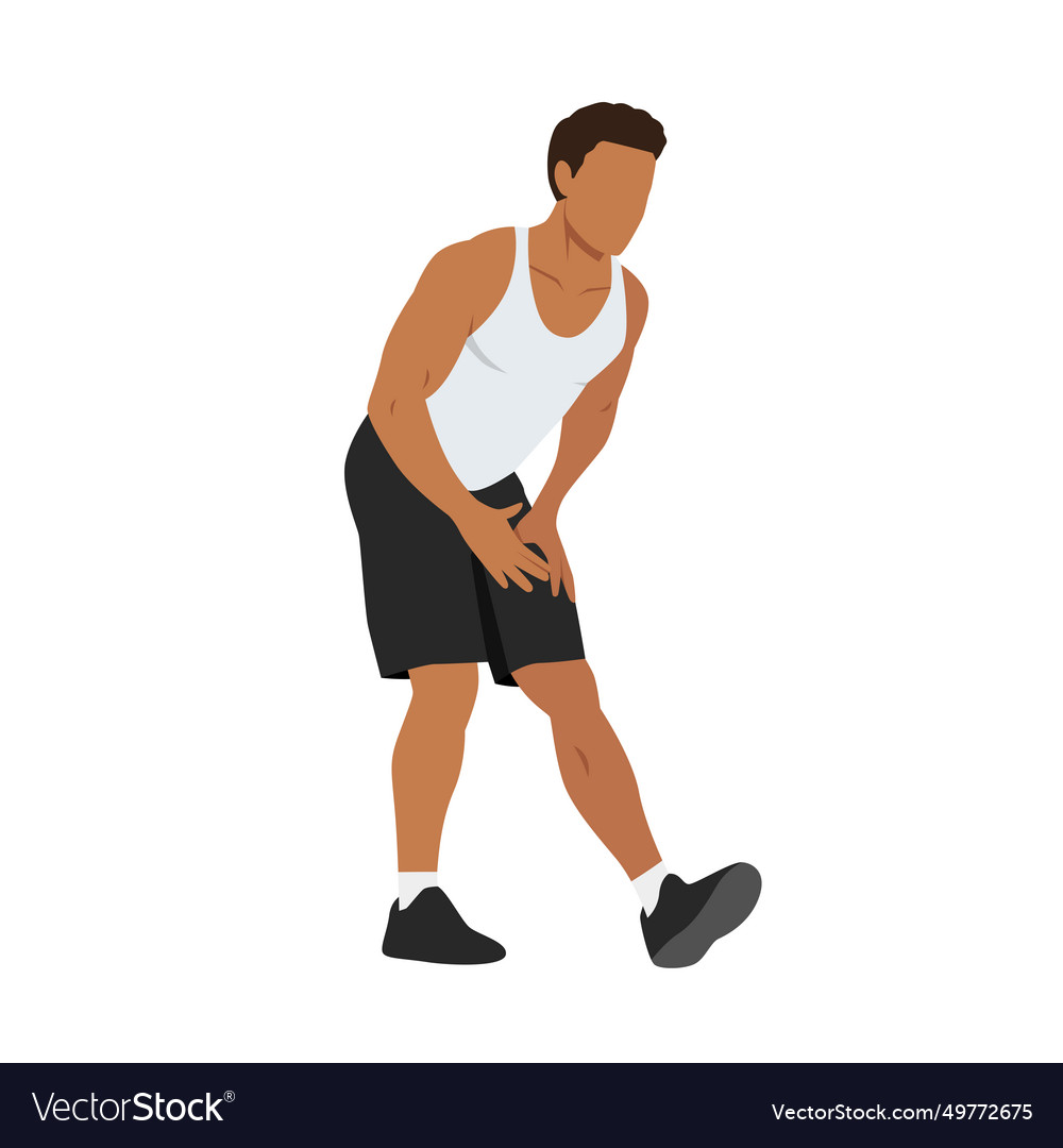 Man Doing Standing Hamstring Stretch Exercise Vector Image