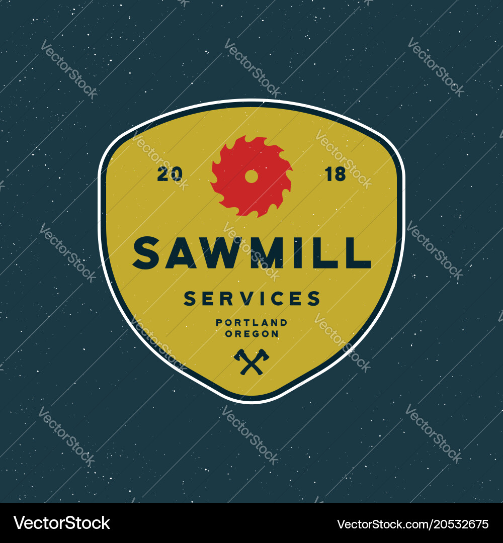 Sawmill logo retro styled woodwork emblem Vector Image
