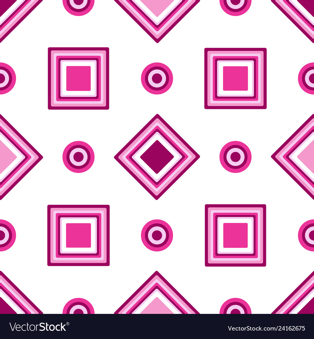 Seamless pattern of geometric shapes pink hues Vector Image