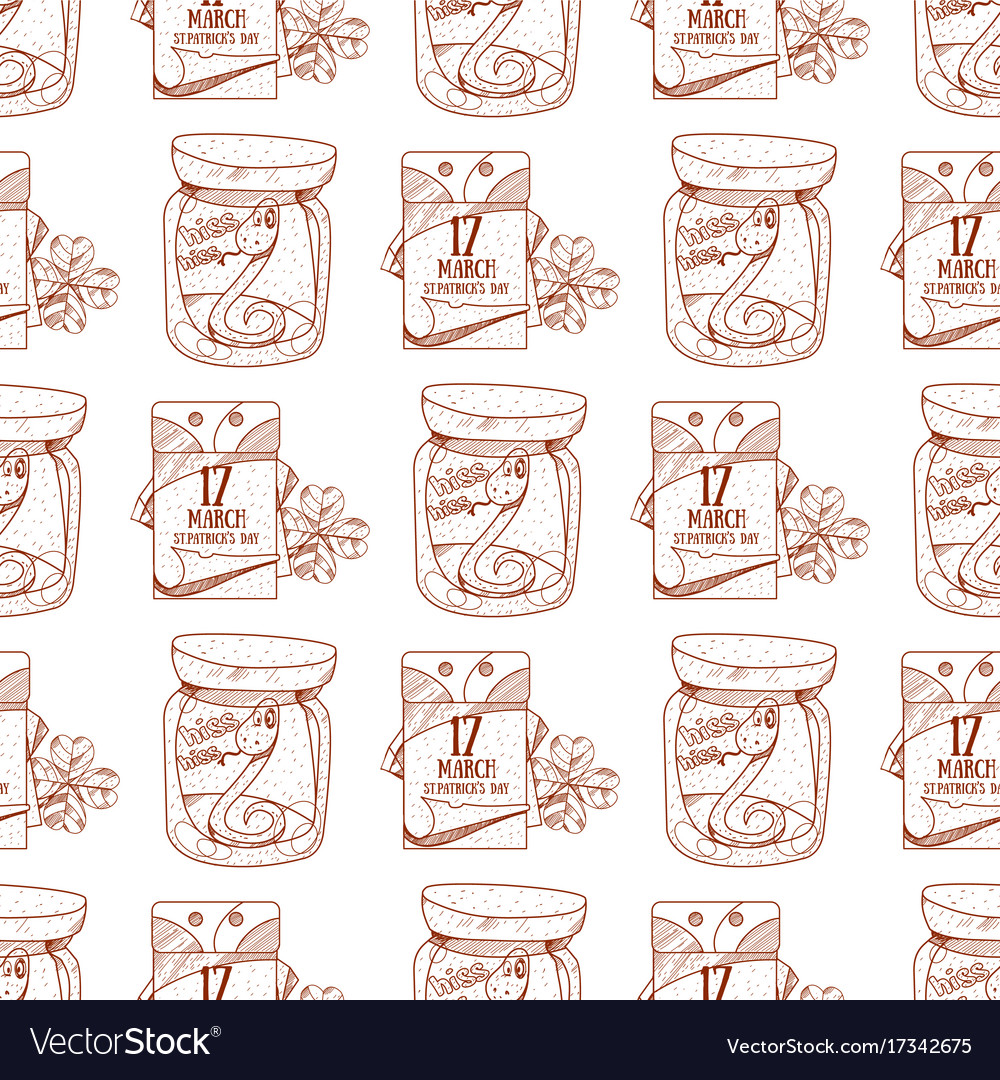 Seamless pattern with a snake in glass jar Vector Image