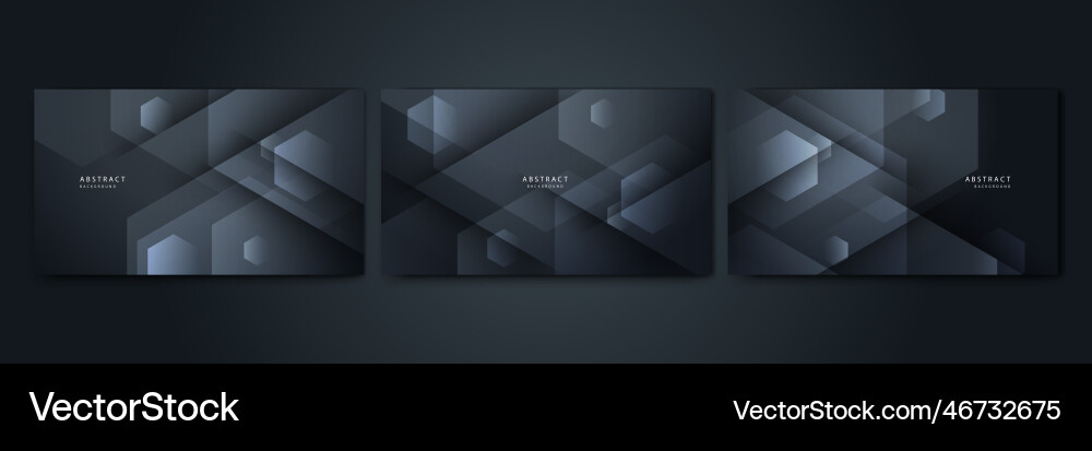 Set of elegant gradient abstract dark grey design Vector Image