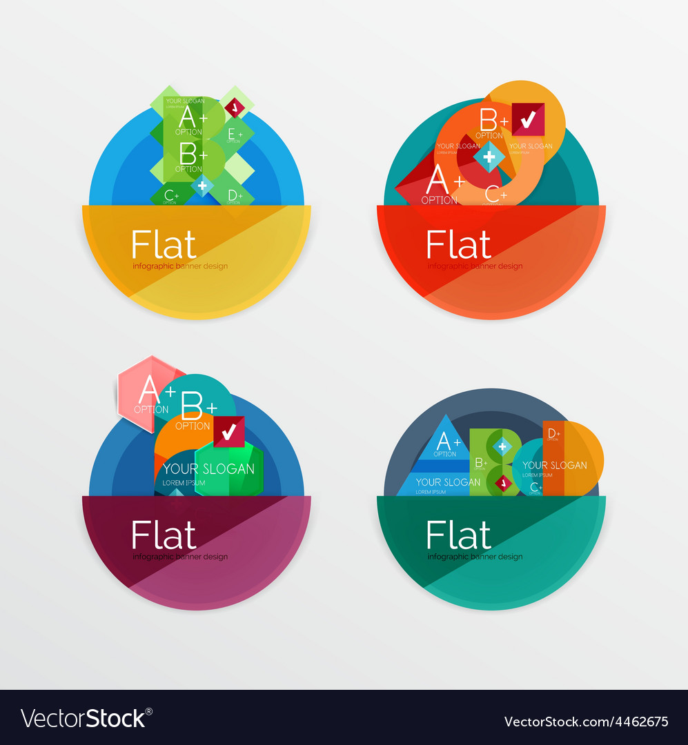 Set of flat design circle infographic icons Vector Image