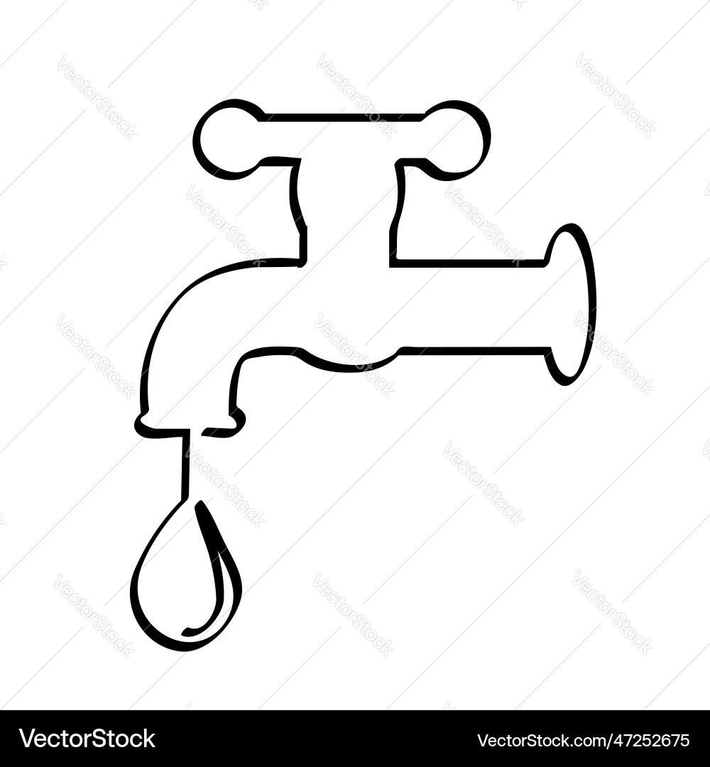 Simple sketch watertap and drop single one line Vector Image