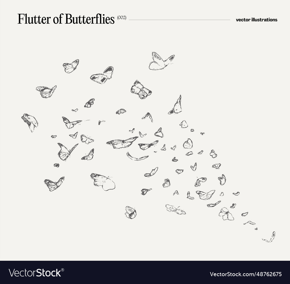 Swarm of butterflies sketch Royalty Free Vector Image Swarm of butterflies sketch Royalty Free Vector Image