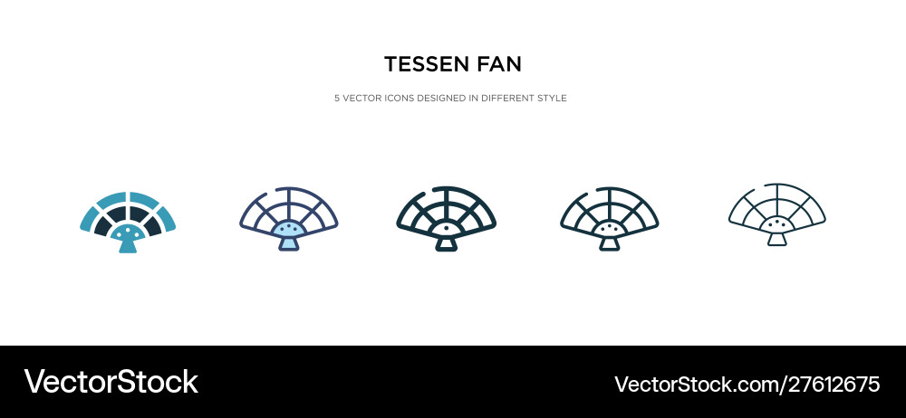 Tessen fan icon in different style two colored Vector Image
