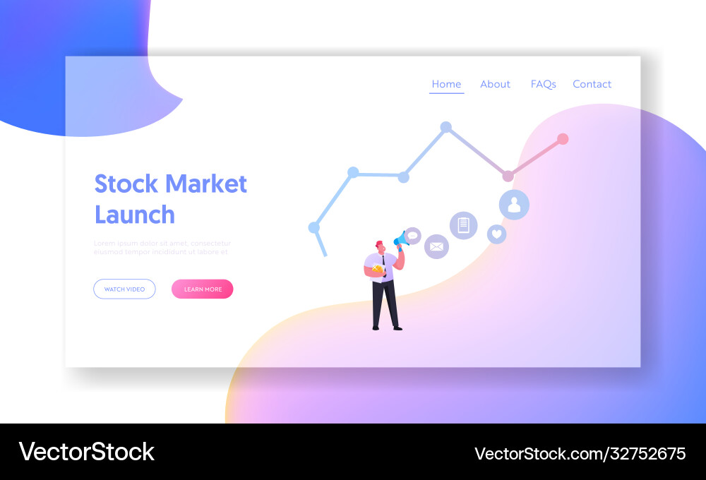 Trading ipo initial public offering landing page Vector Image