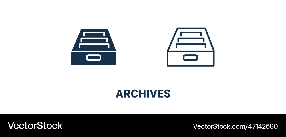 Archives icon outline and filled icon Royalty Free Vector