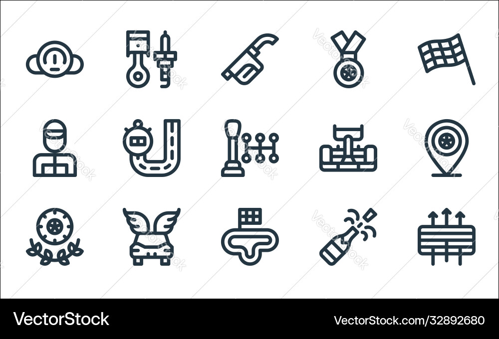 Auto racing line icons linear set quality line Vector Image