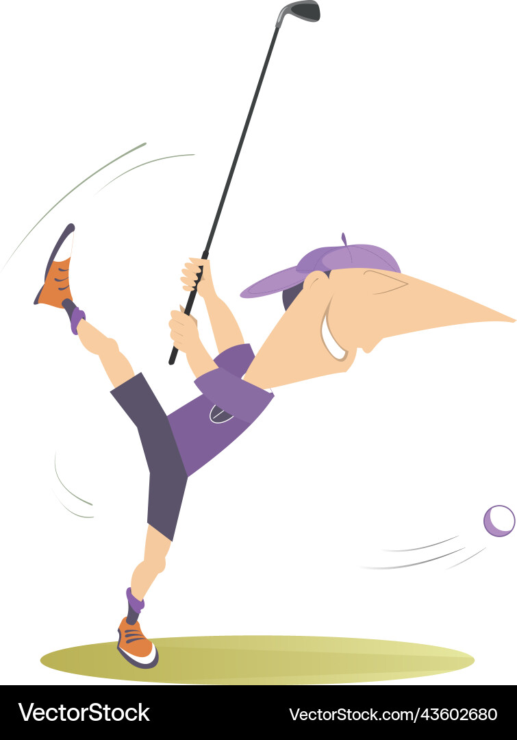 Cartoon golfer man on the golf course Royalty Free Vector
