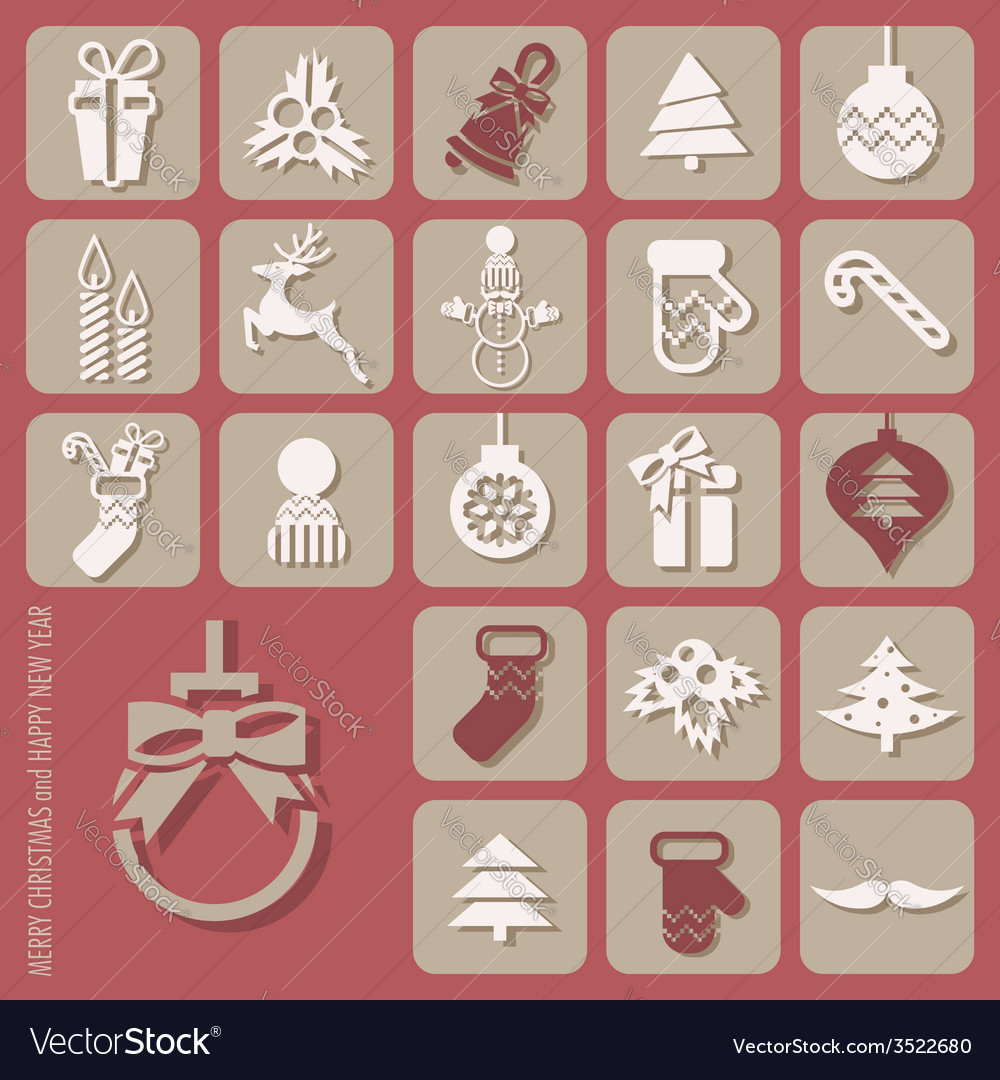 Christmas icons set Royalty Free Vector Image - VectorStock