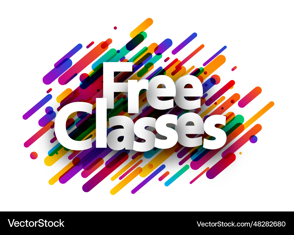 Free classes sign over colorful brush strokes Vector Image