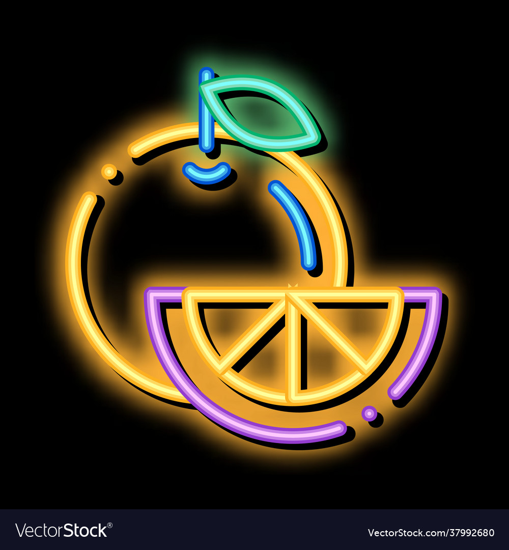 Healthy food fruit orange neon glow icon Vector Image