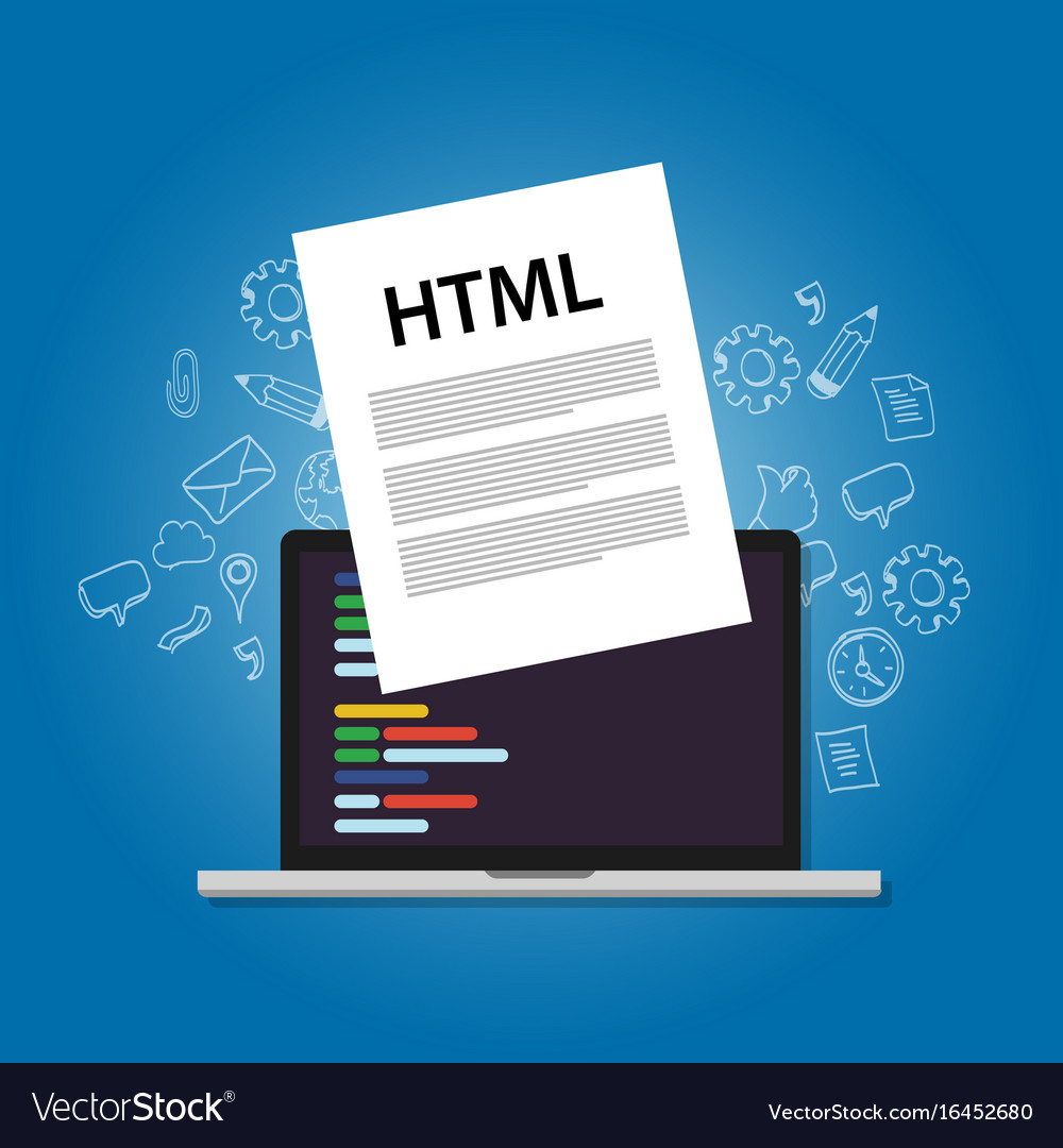 Html Hyper Text Markup Language Web Programming Vector Image