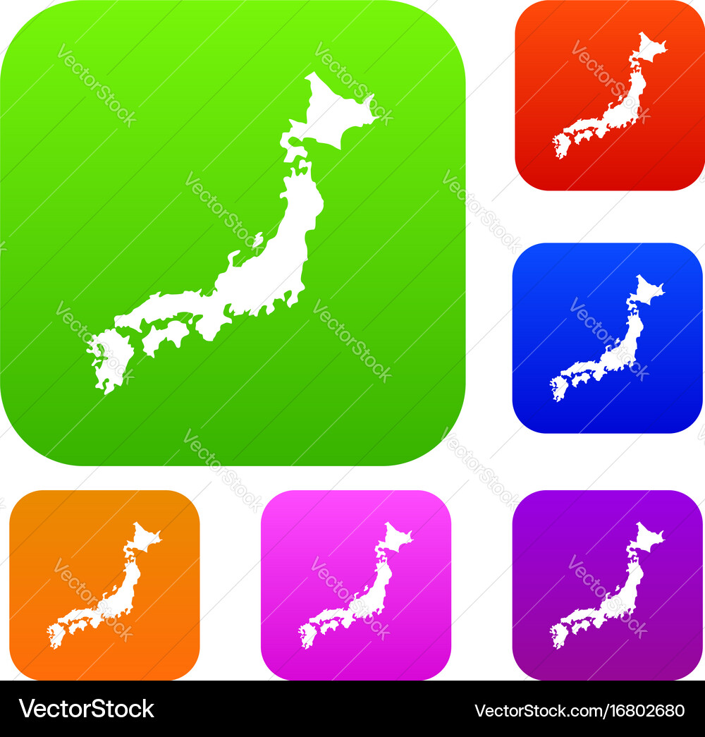 Map of japan set collection Royalty Free Vector Image