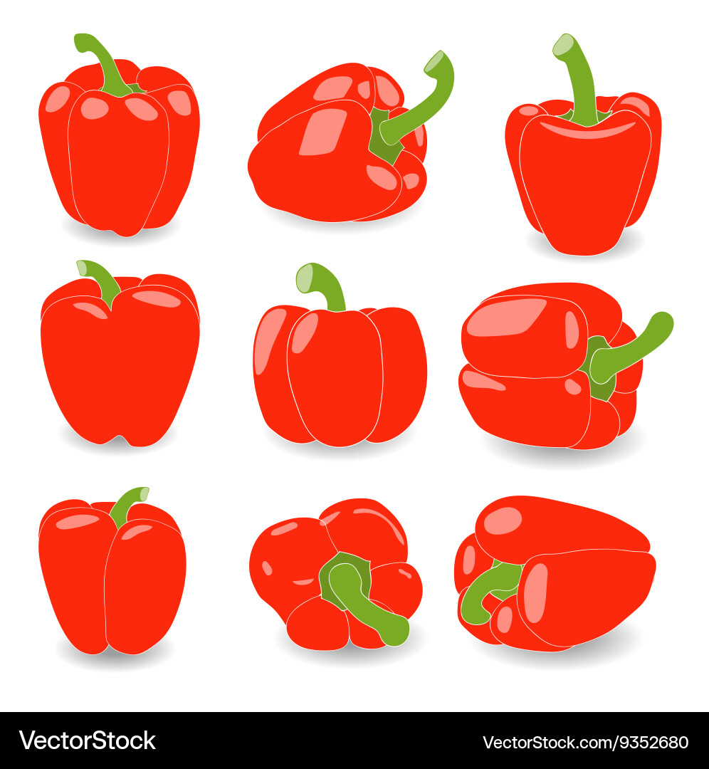 Pepper set of red peppers Royalty Free Vector Image