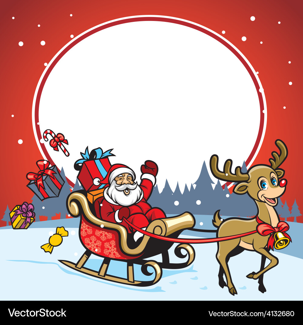 Santa and deer greeting christmas Royalty Free Vector Image
