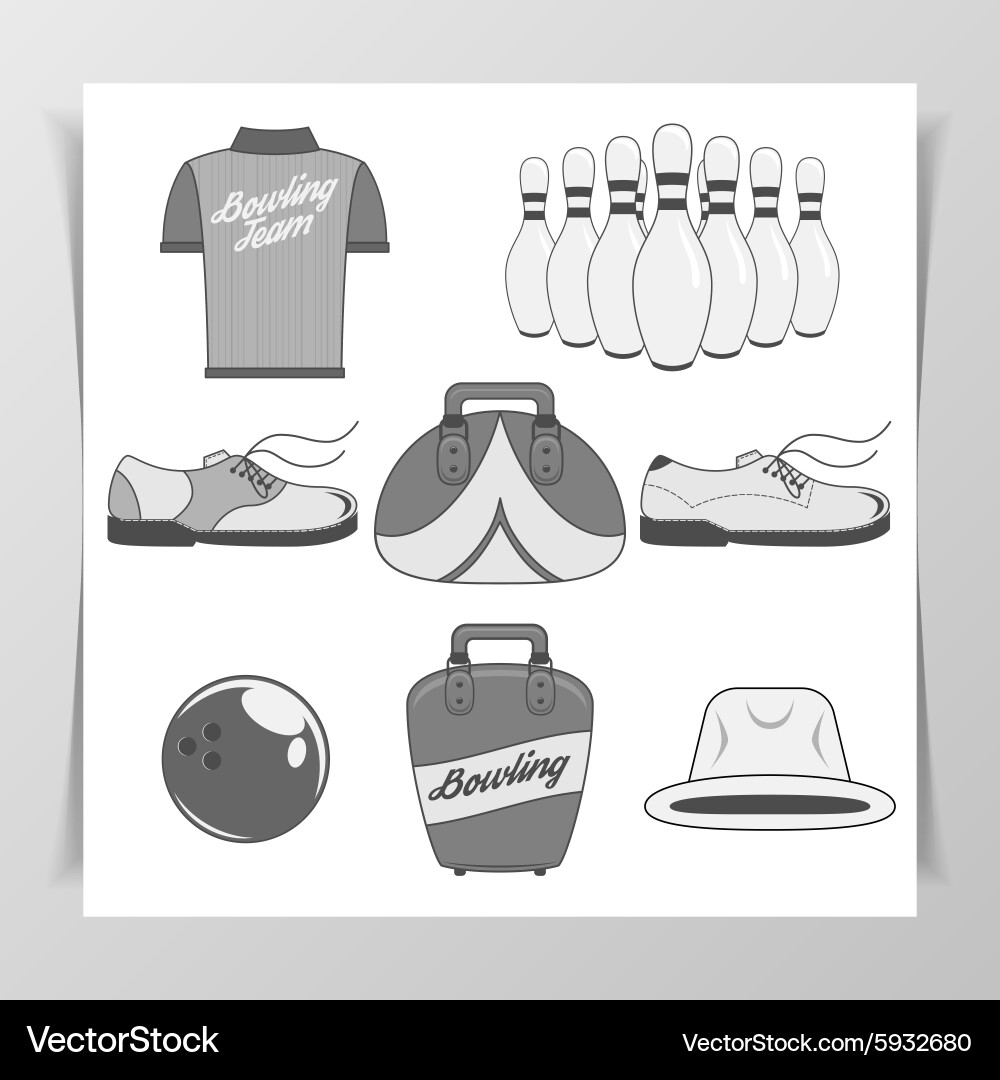 Set of bowling vintage design elements Royalty Free Vector