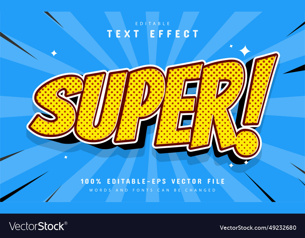 Super comic text effect editable Royalty Free Vector Image