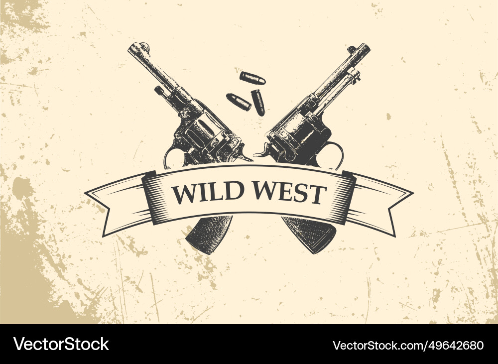 Two gun revolver logo design with bullets Vector Image